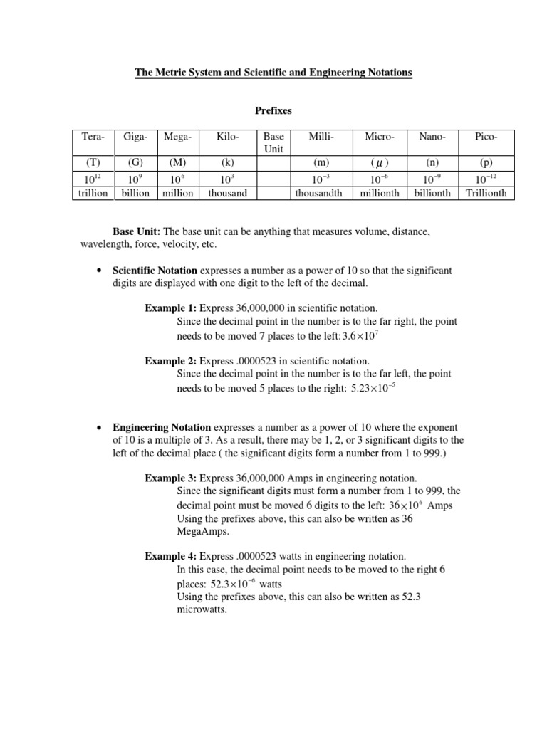 Scientific and Engineering Notation | PDF