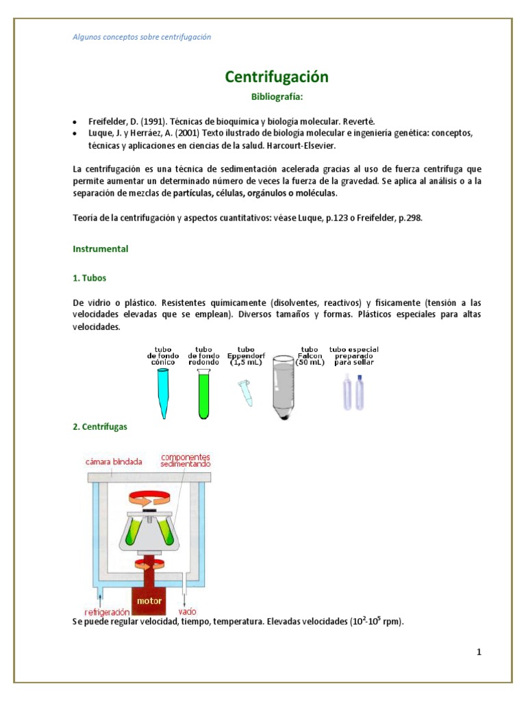 Centrifugación | Centrifugación | Biología Molecular