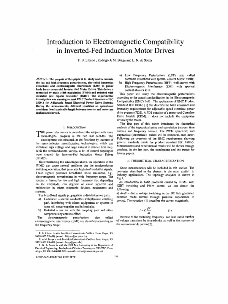 Analysis Of Electromagnetic Interference In Inverter Fed Induction Motor Drives And Evaluation