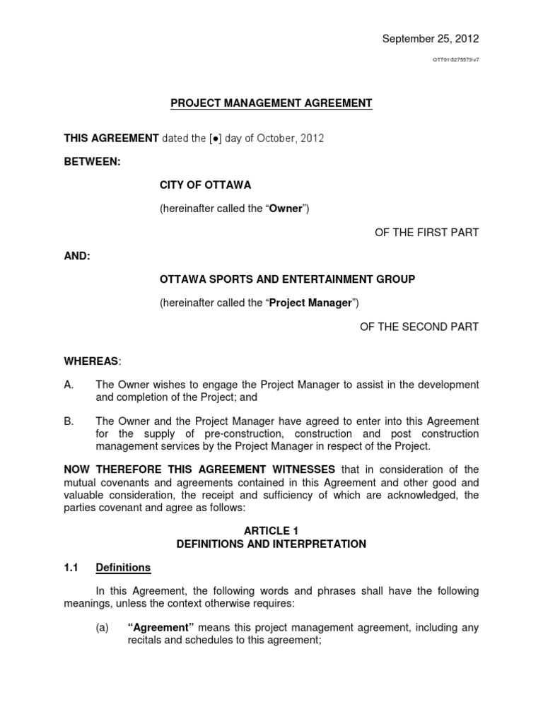 Project Management Agreement Overview | PDF | Indemnity | Insurance