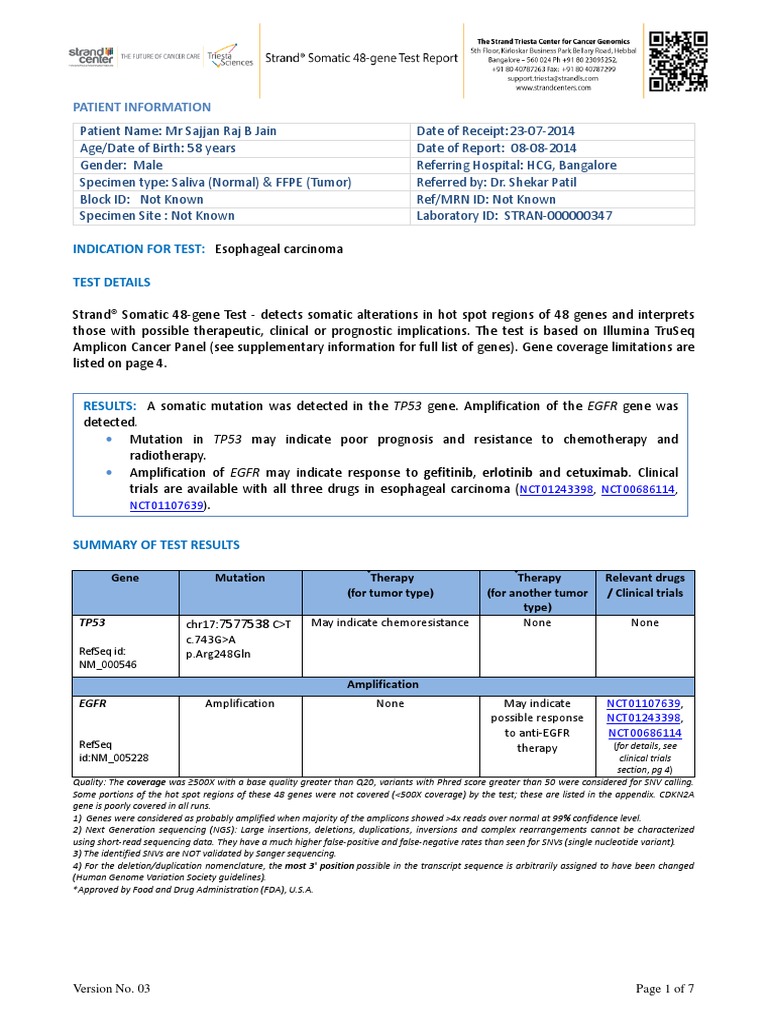 Gene Mutation Report | PDF | Epidermal Growth Factor Receptor | Non ...