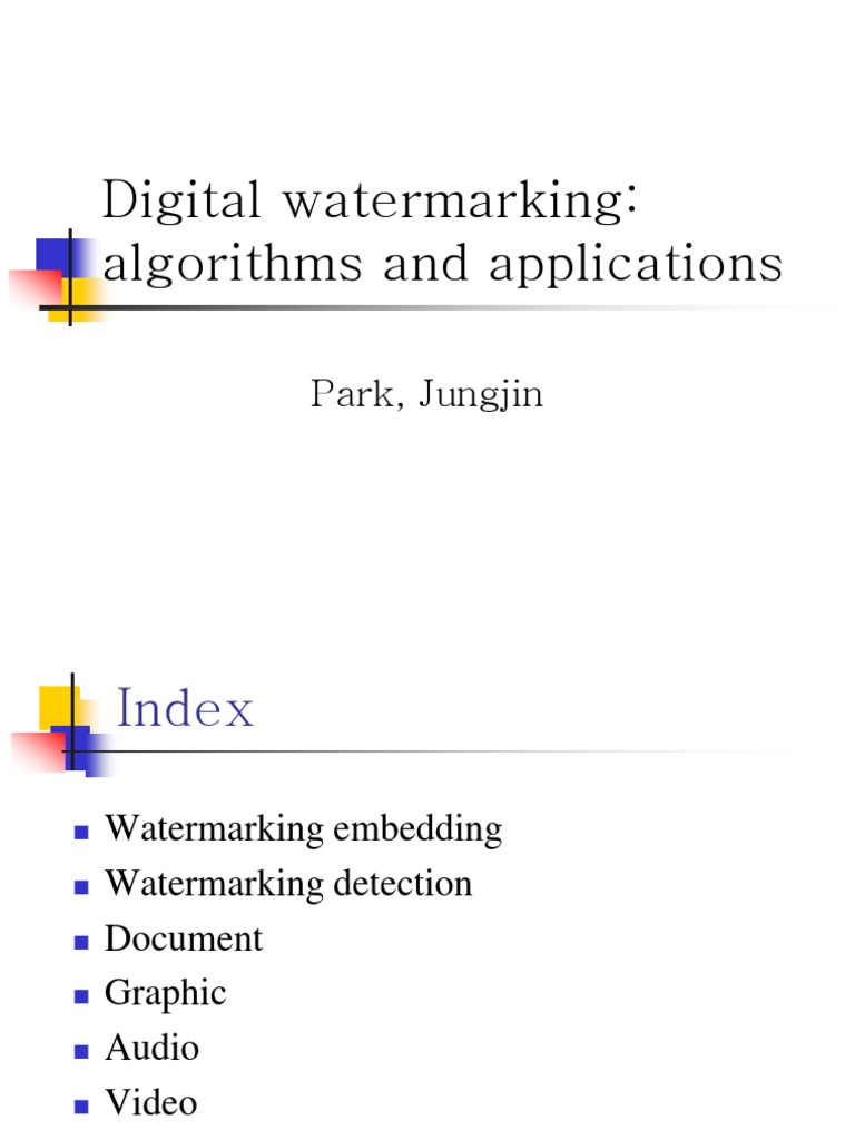 Digital Watermarking: Algorithms and Applications: Park, Jungjin | PDF | Data Compression ...