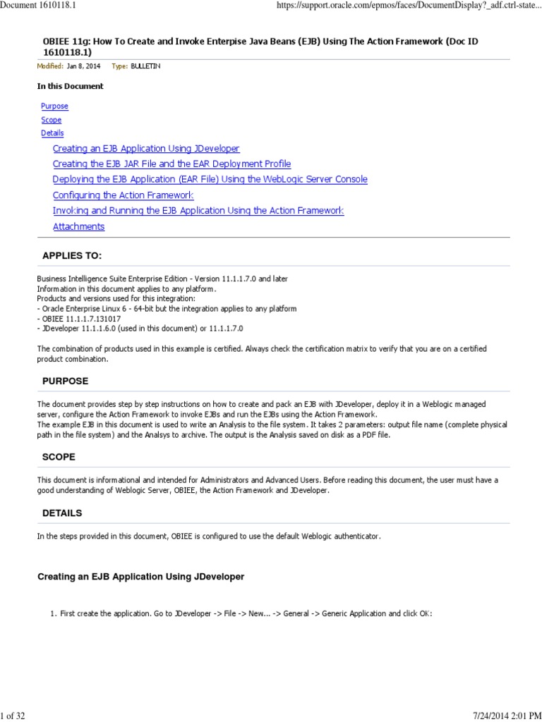How To Create and Invoke Enterpise Java Beans (EJB) Using The Action Framework | PDF ...