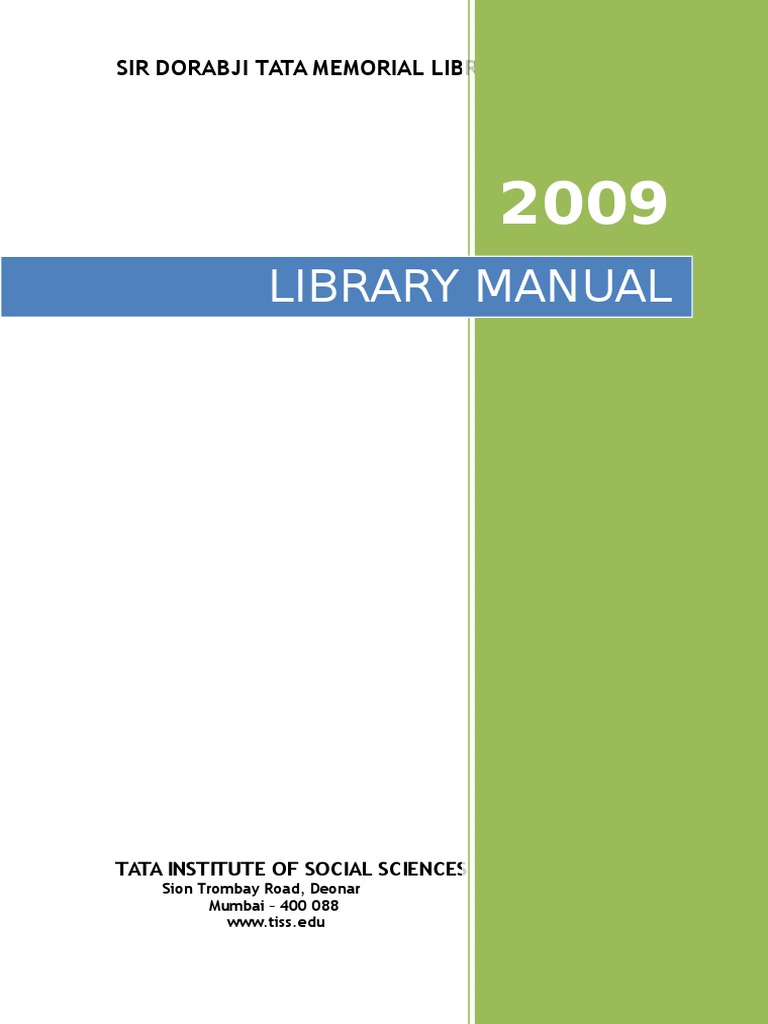 Library Manual: Sir Dorabji Tata Memorial Library | PDF | Librarian ...