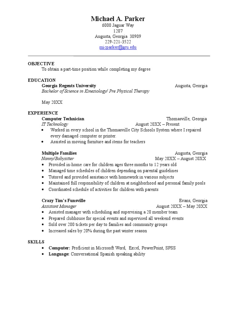 Kinesiology Student Resume Example | PDF