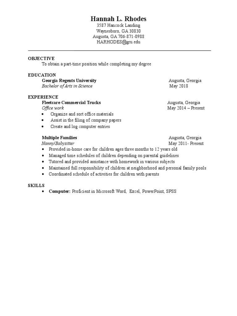 2014 Basic Resume Sample | PDF