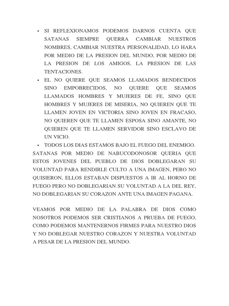 El Horno de Fuego | PDF | Daniel (figura bíblica) | Nabucodonosor Ii