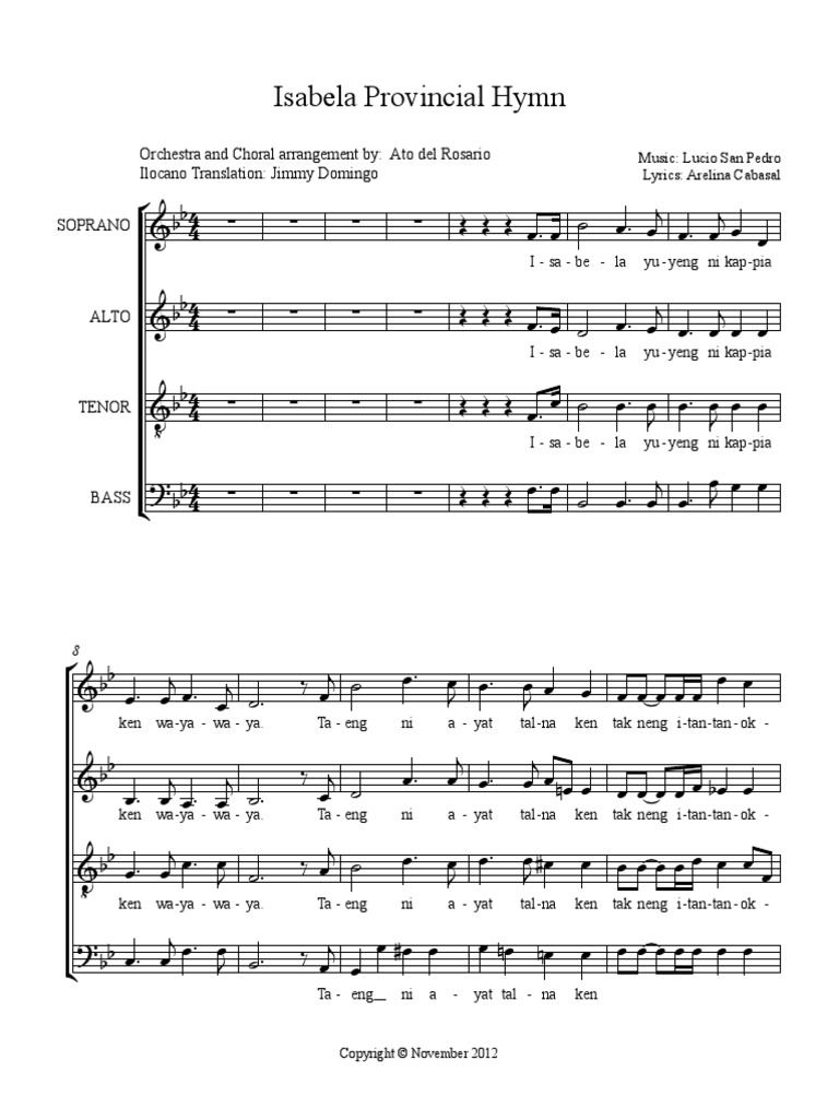 Isabela Provincial Hymn | PDF | Music Theory | Human Throat