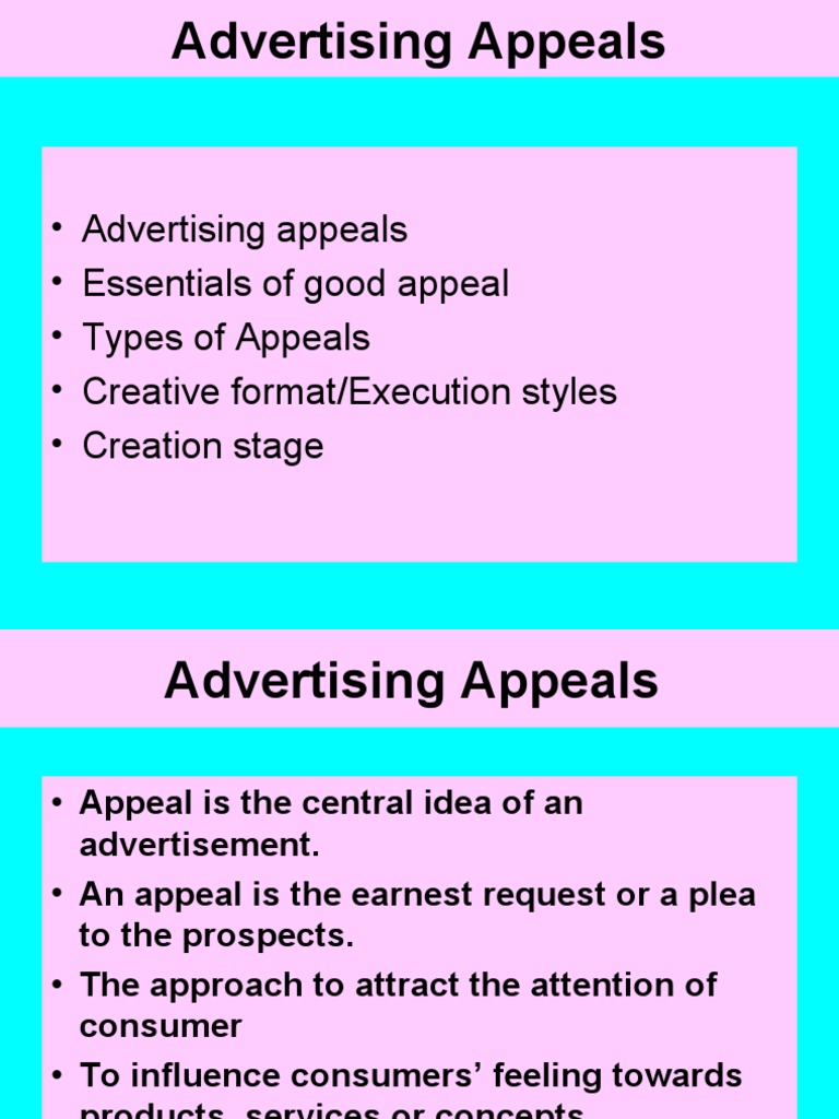 Advertising Appeals - Essentials of Good Appeal - Types of Appeals ...