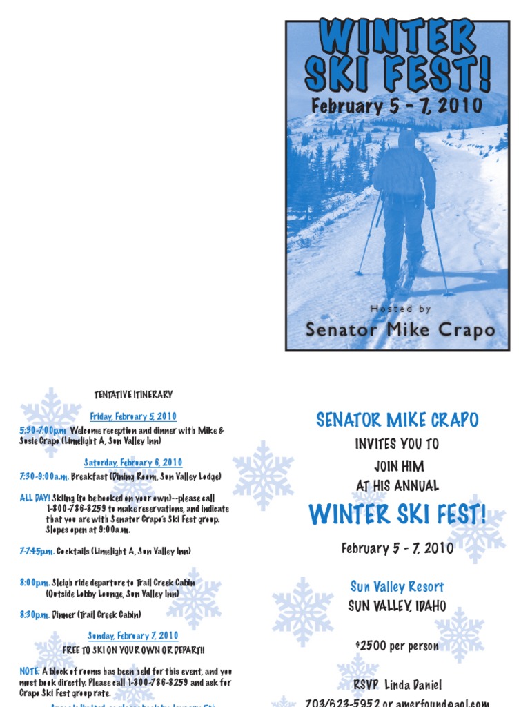 Senator Crapo's Winter Ski Fest 2010 | PDF | Cooking, Food & Wine