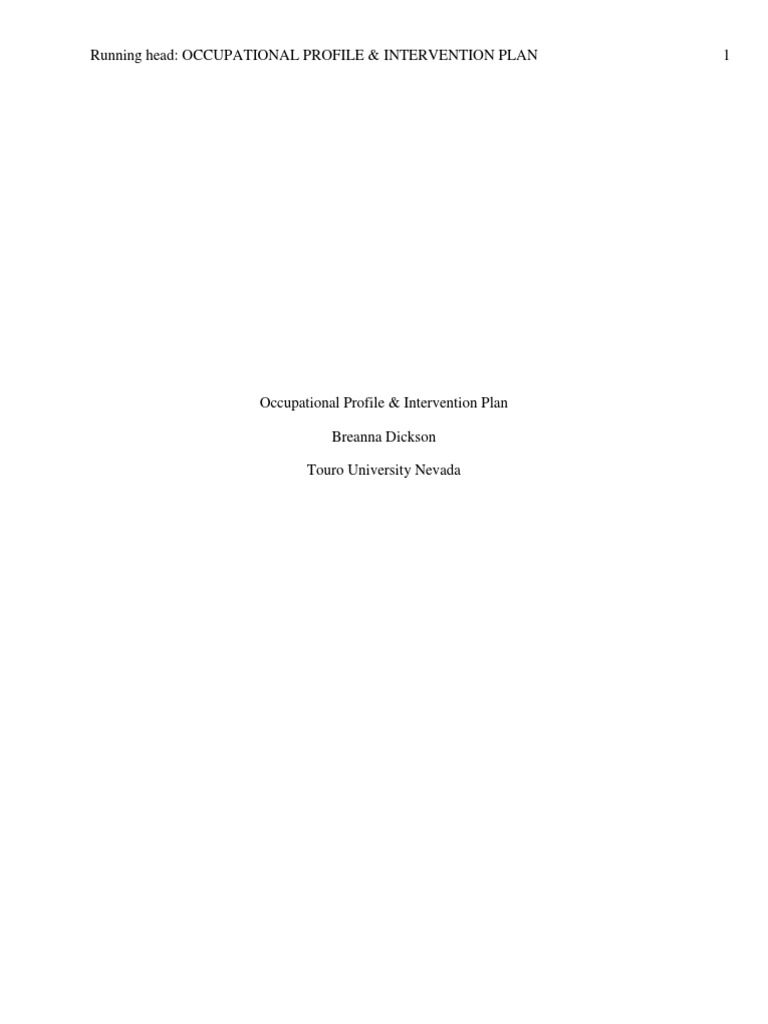 Dickson Occupational Profile | PDF | Occupational Therapy | Psychotherapy