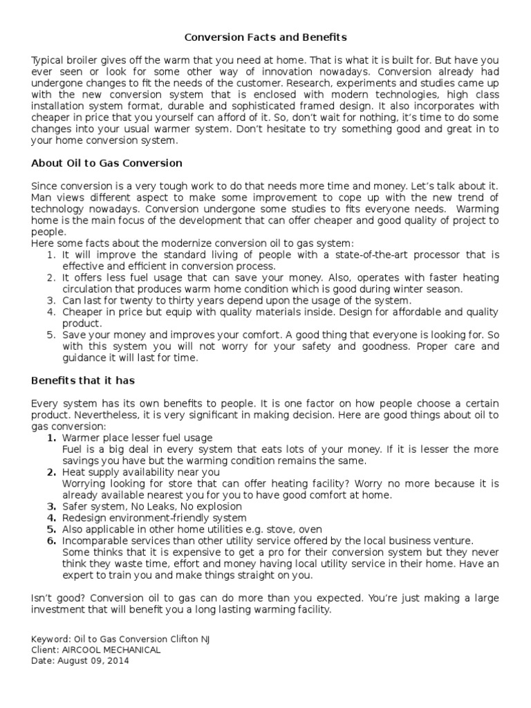 Conversion Facts and Benefits | PDF | Energy And Resource | Science