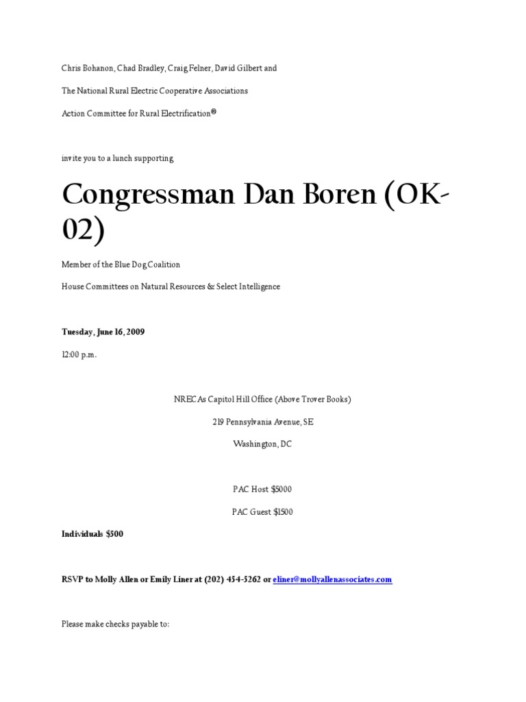 Lunch For Dan Boren | PDF