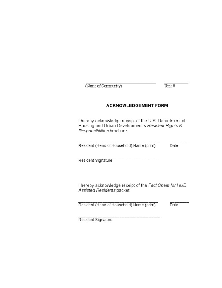 HUD Forms Acknowledgement | PDF | Politics | Law