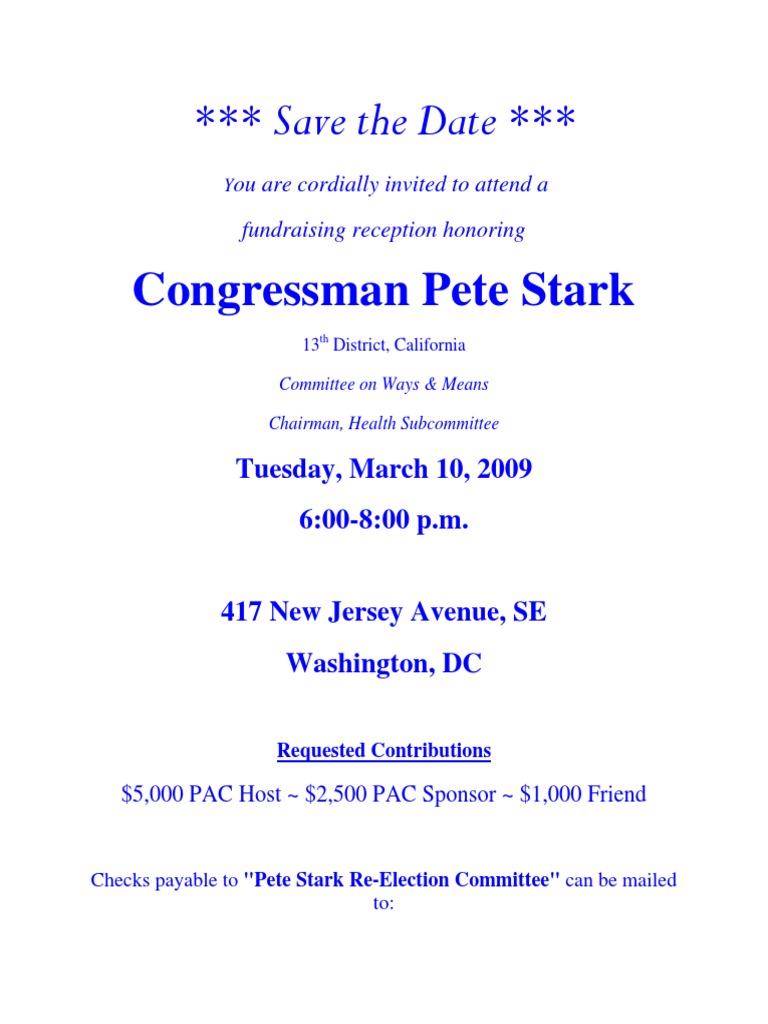 Reception For Pete Stark | PDF