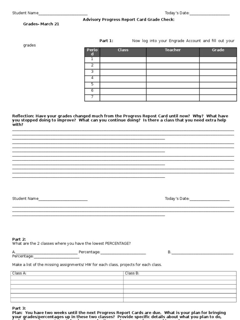 Student Progress Report Grade Check | PDF | Career & Growth | Business