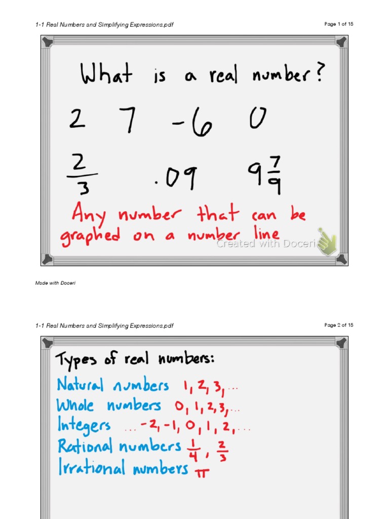 Real Numbers & Expression Simplification | PDF | Career & Growth | Business