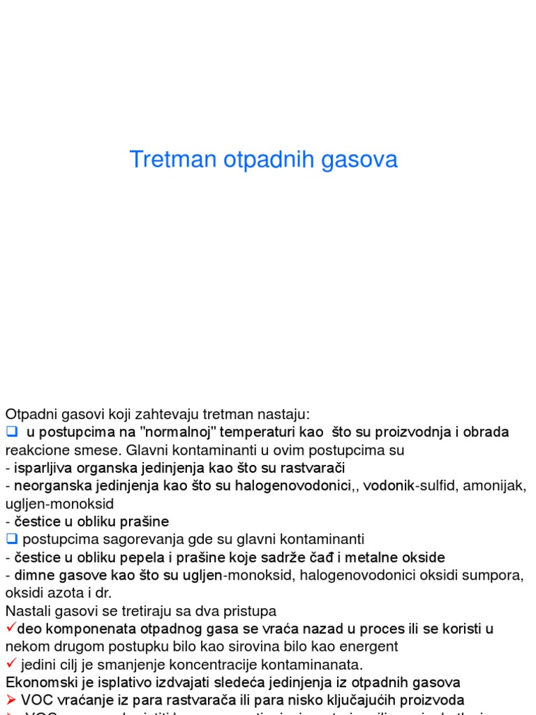 Tretman Otpadnih Gasova | PDF