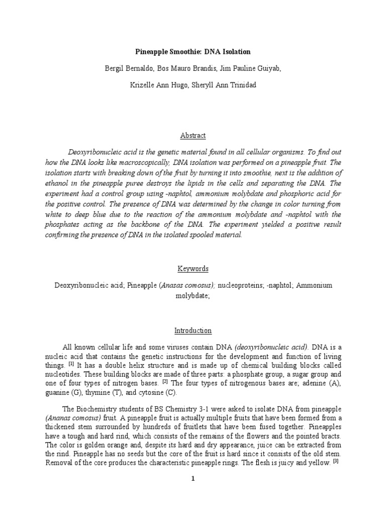 Isolation and Identification of DNA from Pineapple Fruit Through ...