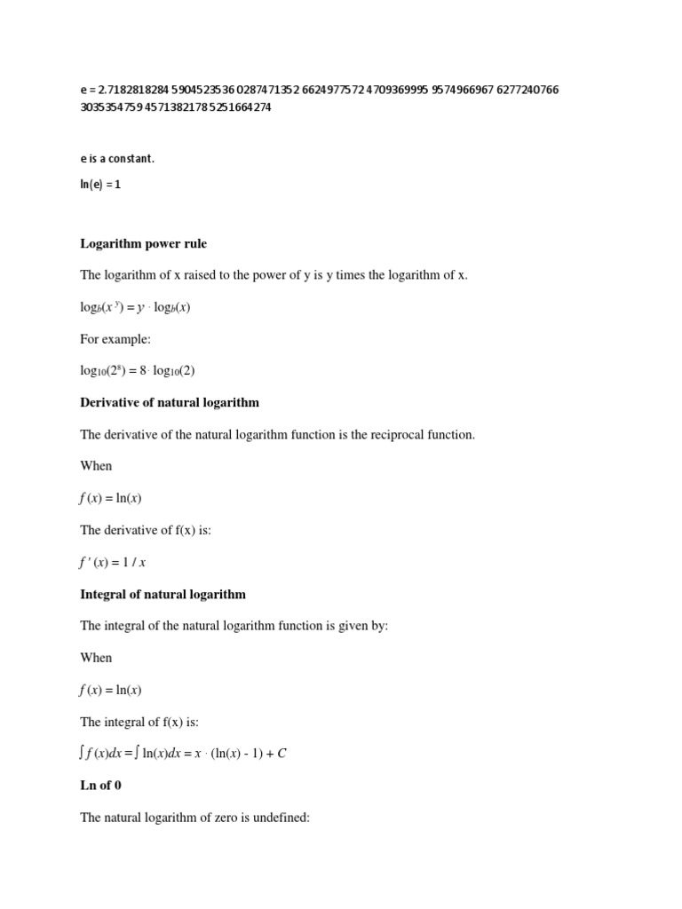Logarithm Power Rule: F (X) LN (X) | PDF | Teaching Methods & Materials ...