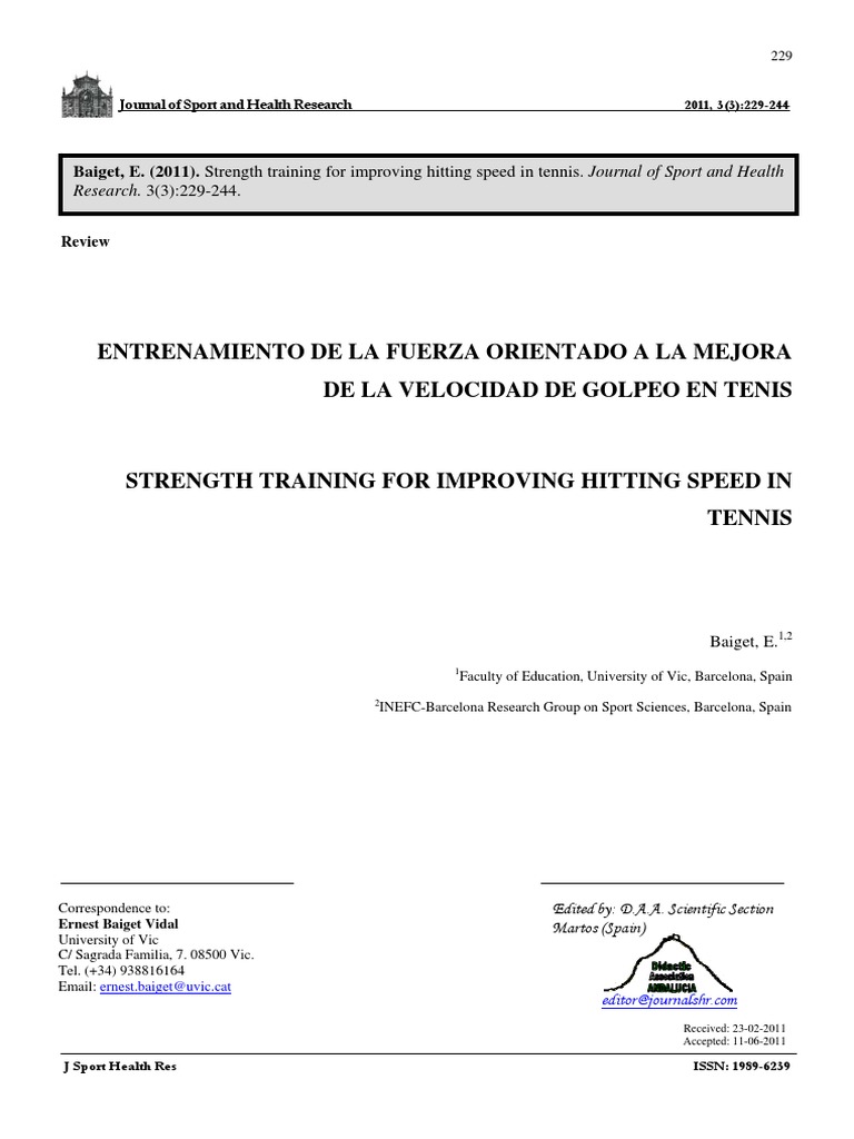 ENtrenamiento de La Fuerza Especifica en El Tenis | PDF | Músculo | Hombro