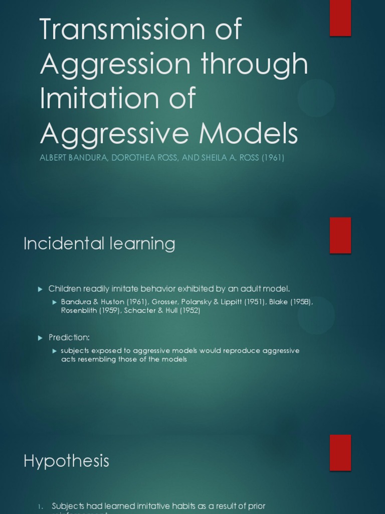 Transmission of Aggression Through Imitation of Aggressive Models | PDF ...