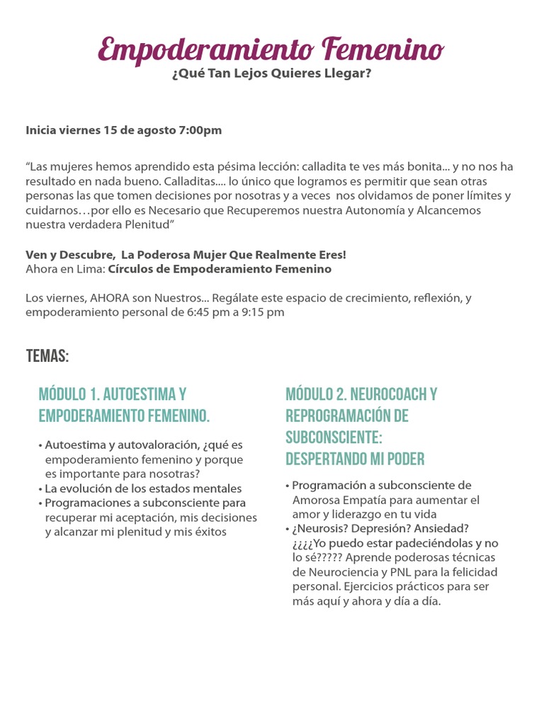 Circulo de Empoderamiento Femenino | PDF | Empoderamiento | Autoestima