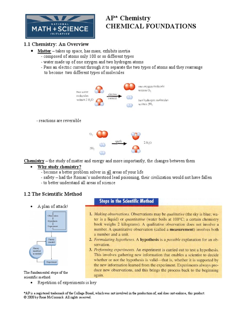 01 Chemical Foundations Ap Chem Summer | PDF | Accuracy And Precision ...