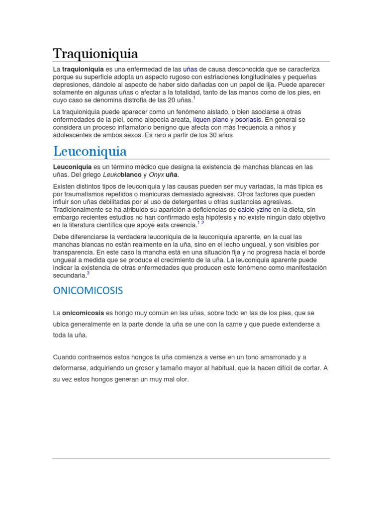Traquioniquia: Causas y Características | PDF | Condiciones cutáneas ...