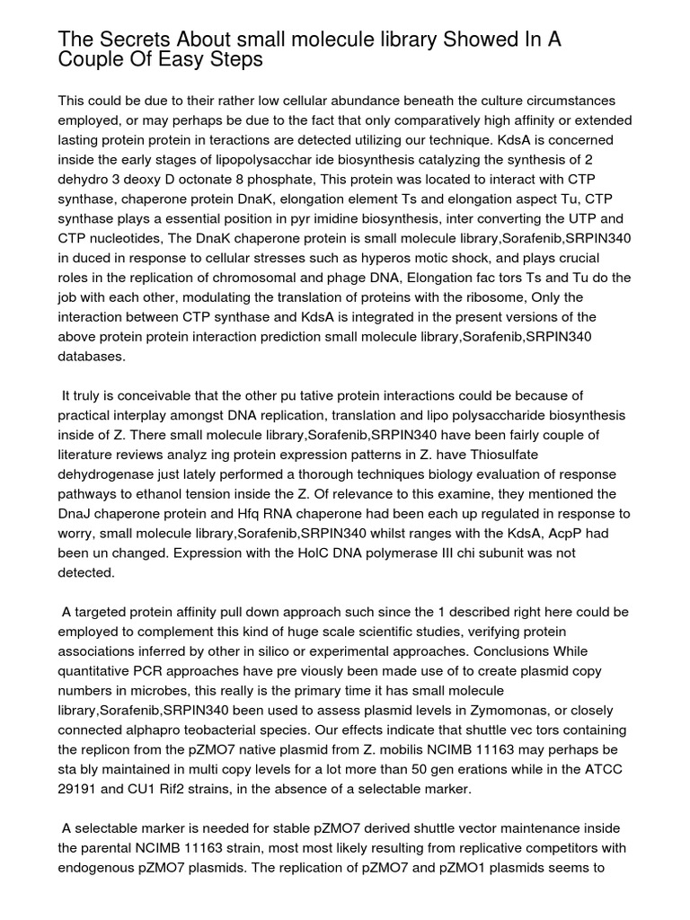 The Trick To Find Small Molecule Library Exposed in Eight Simple ...