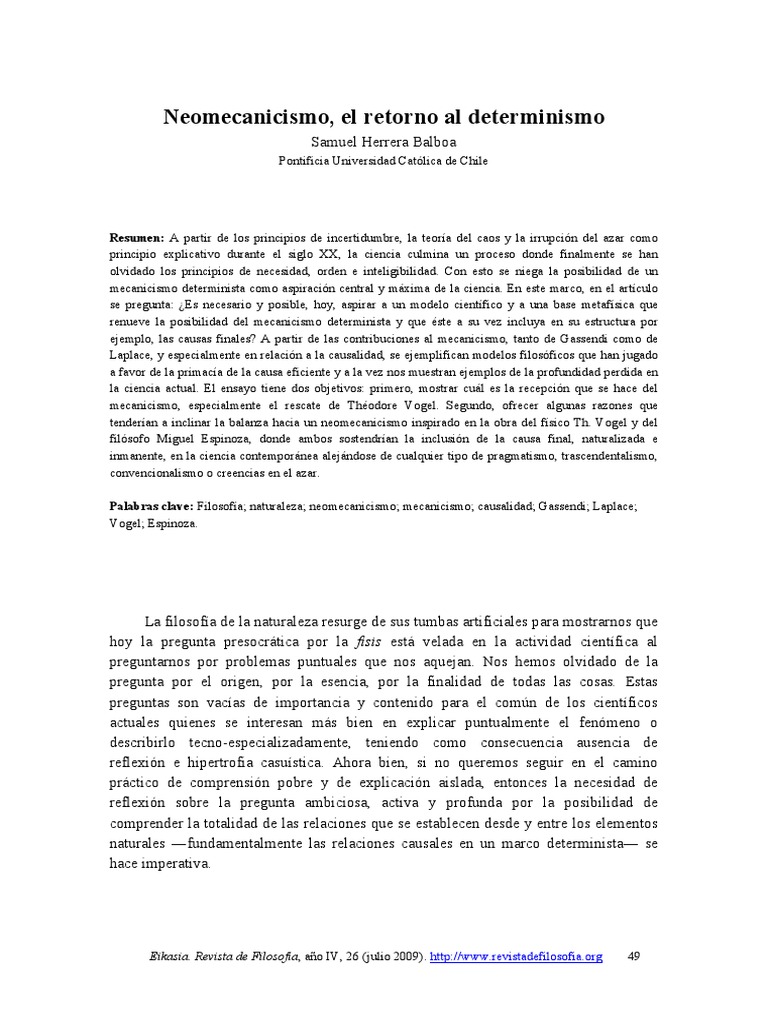 SH - Neomecanicismo, El Retorno Del Determinismo PDF | PDF | Determinismo | Science