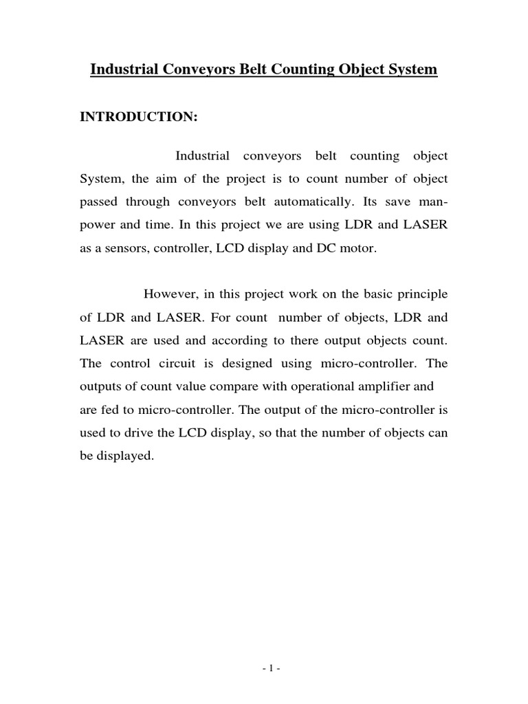 Industrial Conveyors Belt Counting Object System | PDF | Rectifier ...