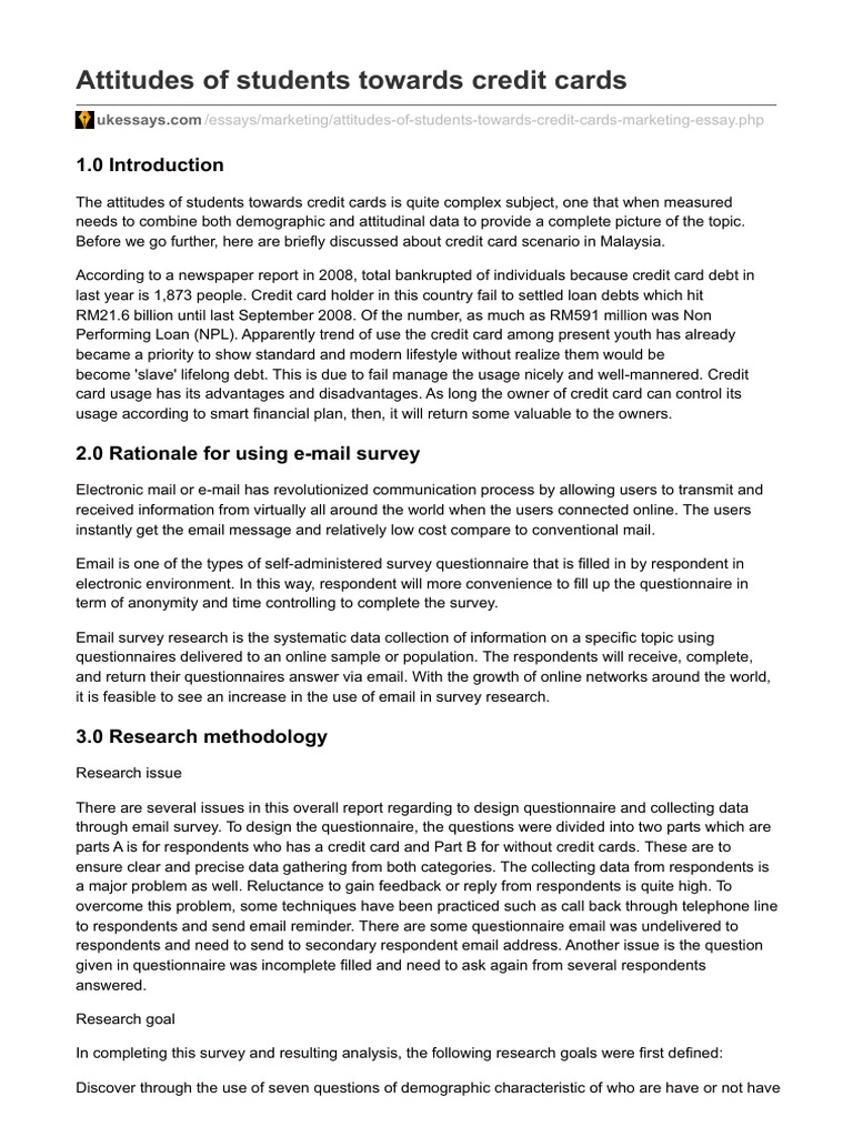 Student Attitudes Toward Credit Cards | PDF | Survey Methodology ...