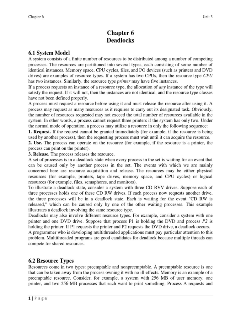 Chapter 6 Deadlocks | Download Free PDF | Process (Computing) | Thread (Computing)