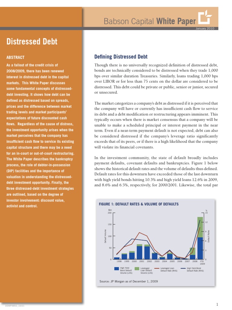 Distressed Debt White Paper 201001 | Bankruptcy | Bonds (Finance)