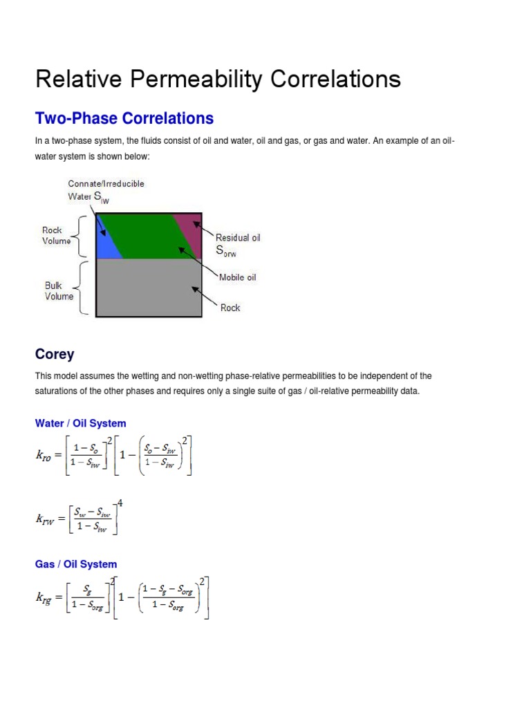 Relative Permeability Correlations | Permeability (Earth Sciences ...