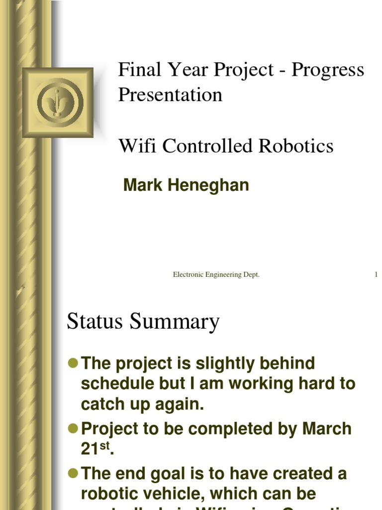 Final Year Project - Progress Presentation | PDF | Electronic ...