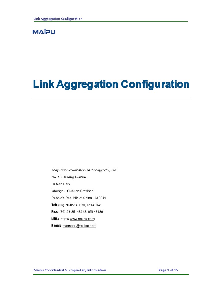 Chapter 05 Link Aggregation Configuration | PDF | Port (Computer Networking) | Computer Networking