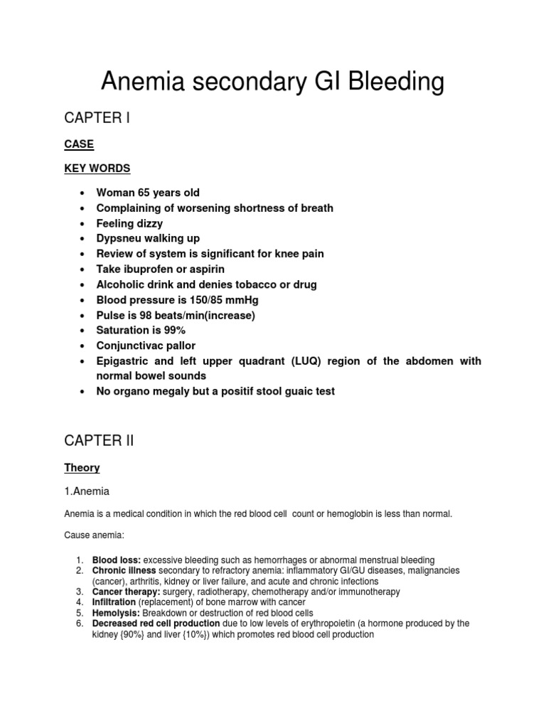 Anemia Secondary GI Bleeding | Anemia | Stomach