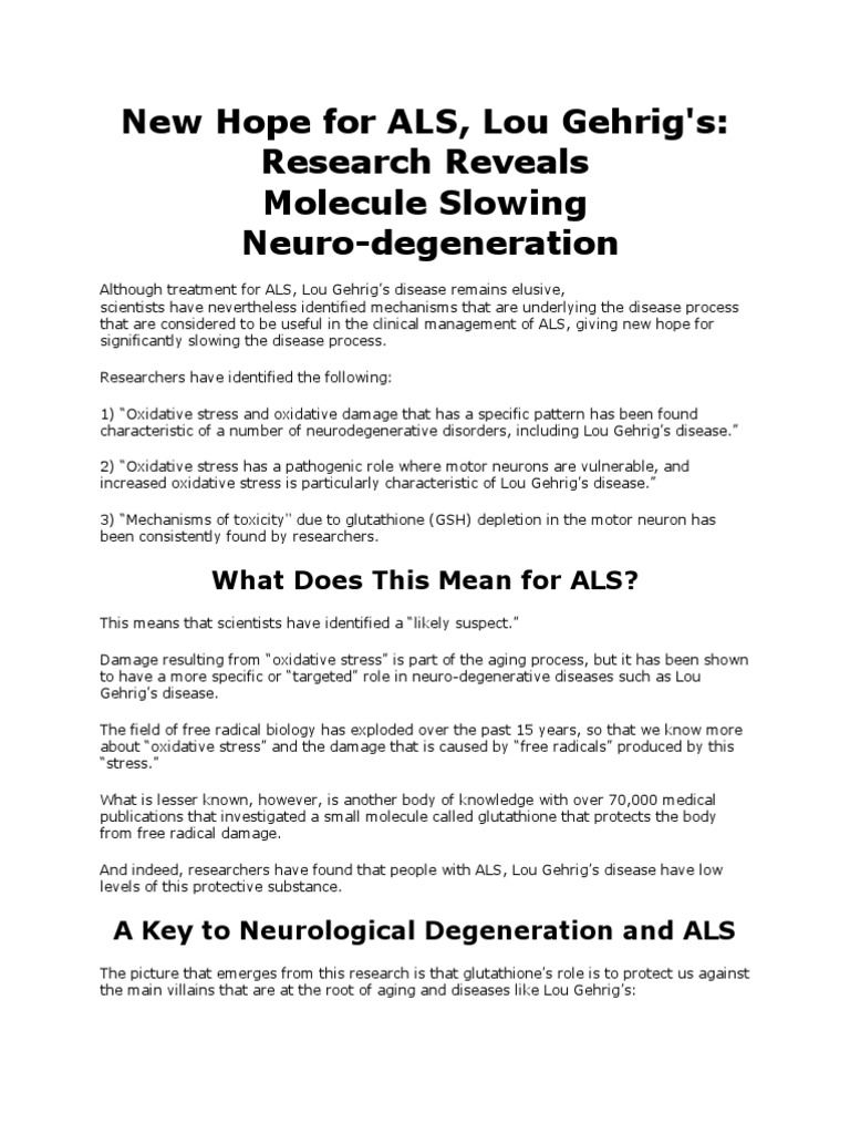 New Hope For ALS | PDF | Neurodegeneration | Amyotrophic Lateral Sclerosis