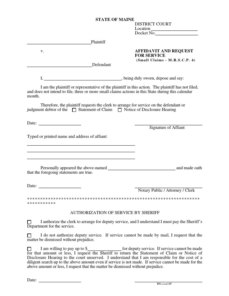 Affidavit & Request For Service | Download Free PDF | Affidavit | Civil ...
