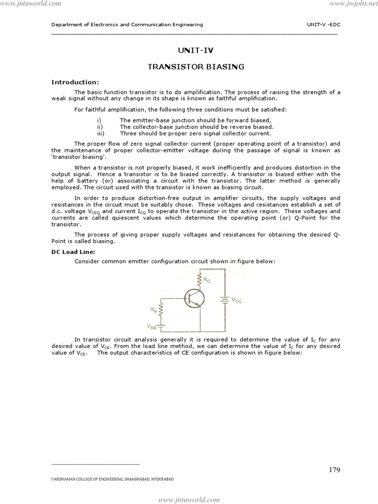 Unit-IV Transistor Biasing PDF | PDF