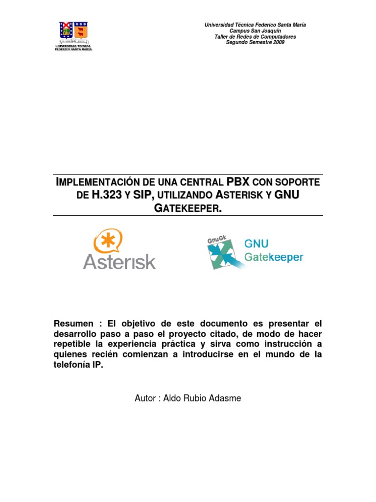 VoIP H.323 SIP Asterisk | PDF | protocolo de Iniciacion de Sesion | Voz sobre IP