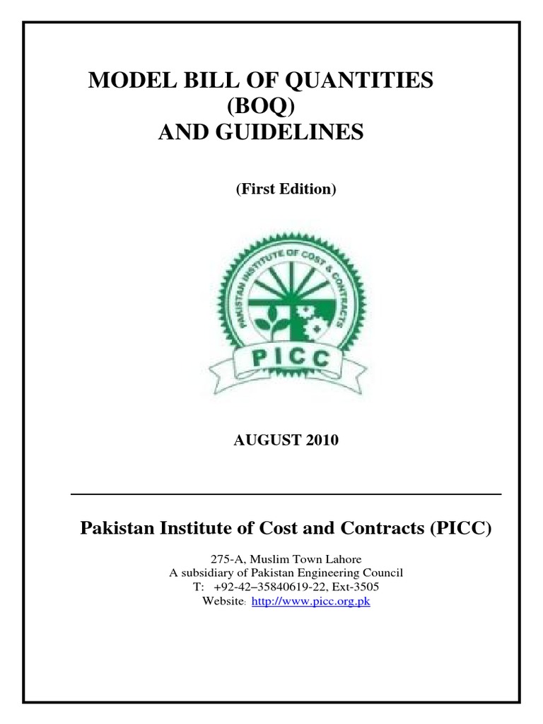 Model BOQ and Guidelines | PDF | Finance & Money Management ...