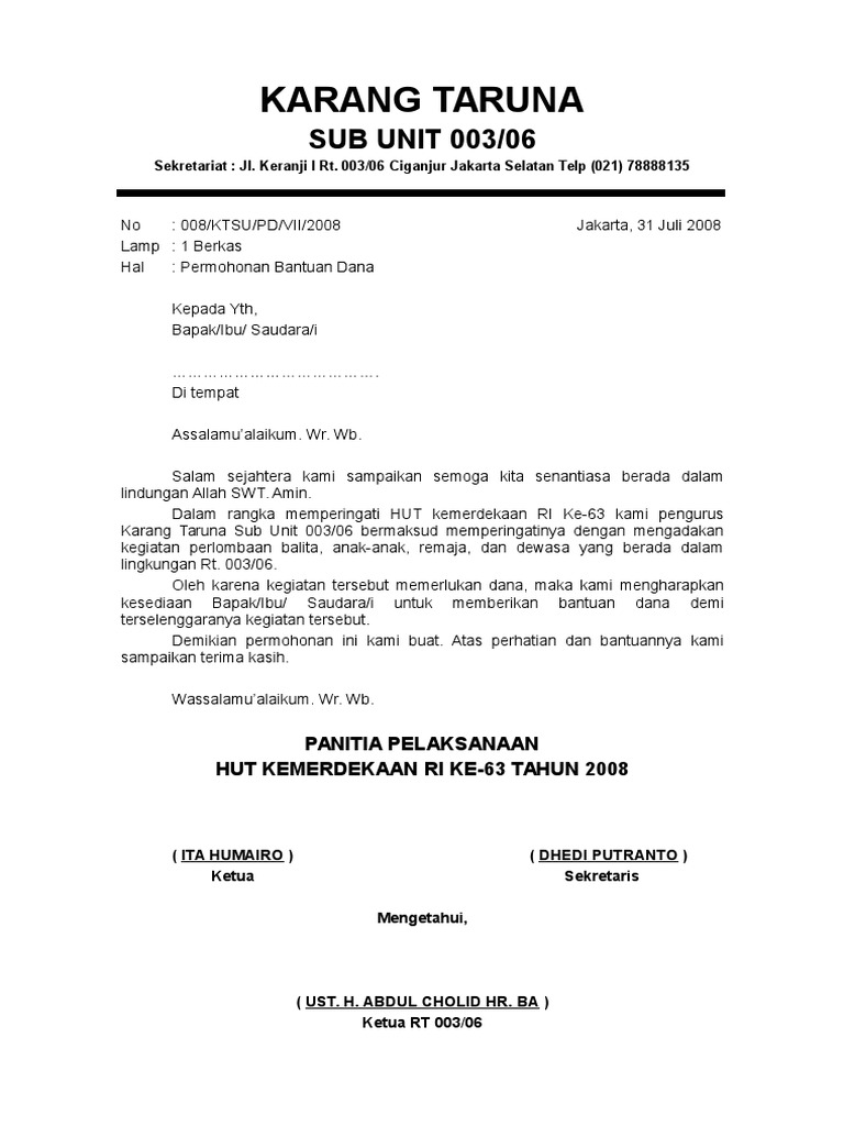 Contoh Proposal 17 Agustus | PDF | Olahraga & Rekreasi