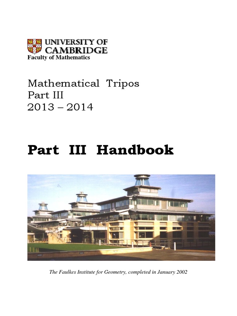 Handbook Mathematical Tripos Part III | PDF | Libraries | Test (Assessment)