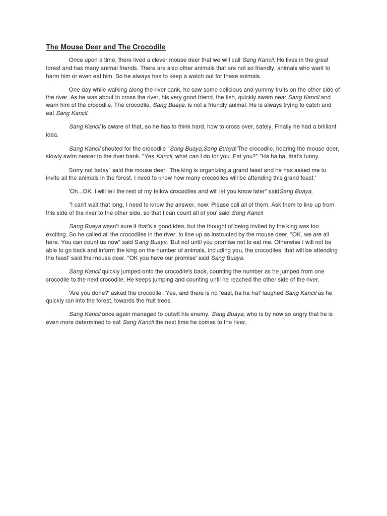 The Mouse Deer and The Crocodile | PDF