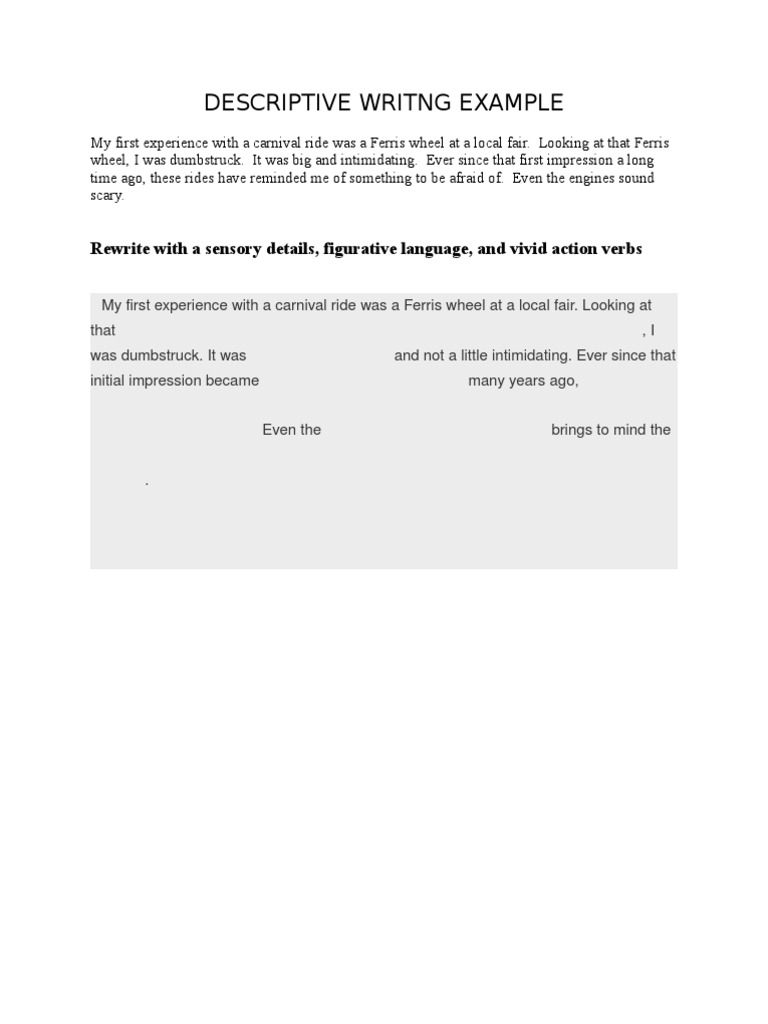 Descriptive Writng Example | PDF