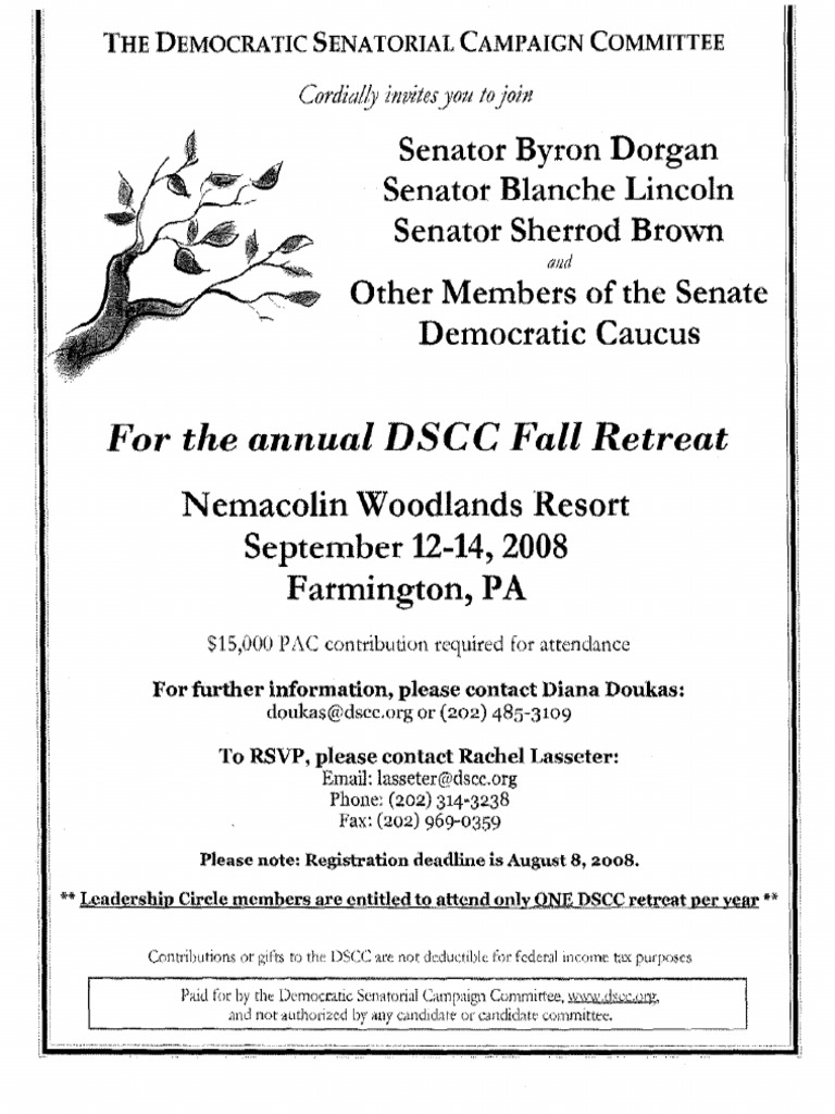DSCC Annual Fall Retreat Invitation | PDF | Politics Of The United ...