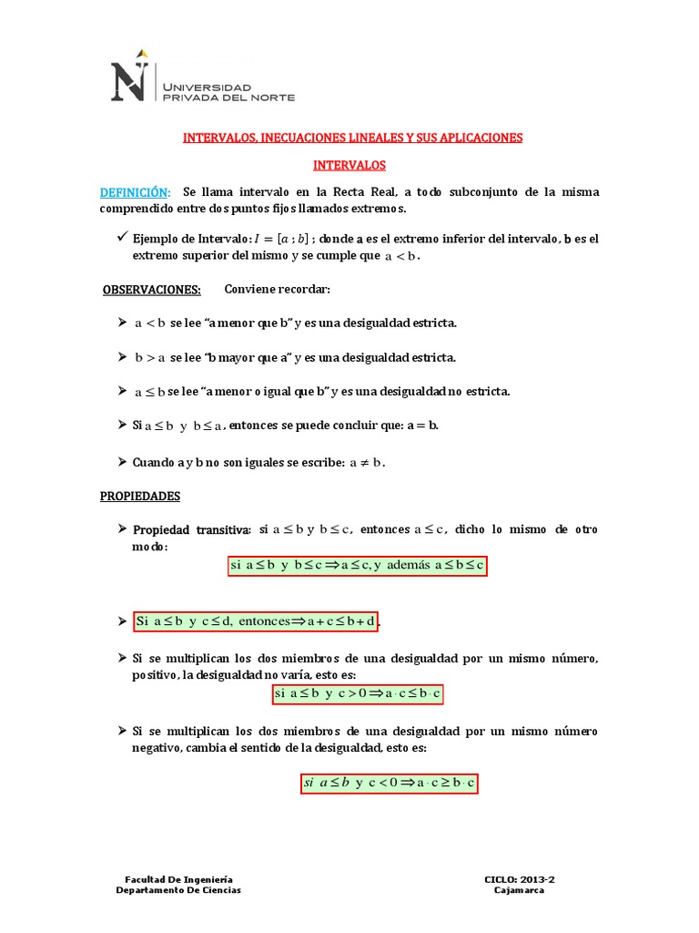 Intervalos e Inecuaciones Lineales | PDF | Intervalo (Matemáticas) | Euro